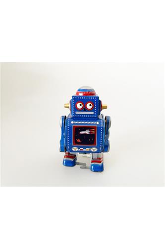 Little Blue Walking Robot 8 cm - Tin Robot with Key | Faraos Webshop