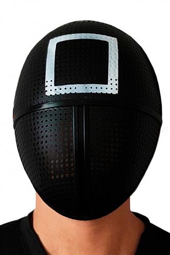 Squid Game - Sort Maske, Hvid Firkant - I plast, åndbar og med ...