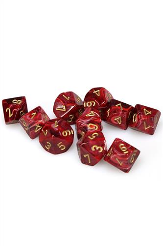 Terninger - Vortex: Bourgognerød med - Pakke med 10-sidede terninger ...
