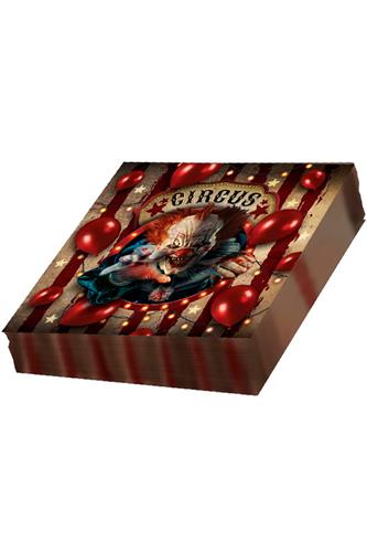 Servietter - Horror Klovn - Papir, 12 stk. 33x33 cm. | Faraos Webshop