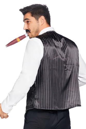 Gangster Sæt - Vest, butterfly, overskæg og cigar | Faraos Webshop