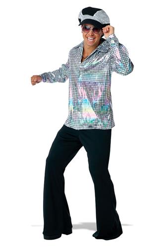 Disco Skjorte med hat, sølv - Størrelser: S/M-L/XL | Faraos Webshop