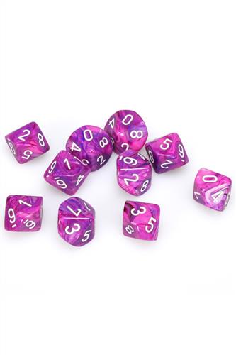 Terninger - Festive: Violette med hvid - Pakke med 10-sidede terninger ...