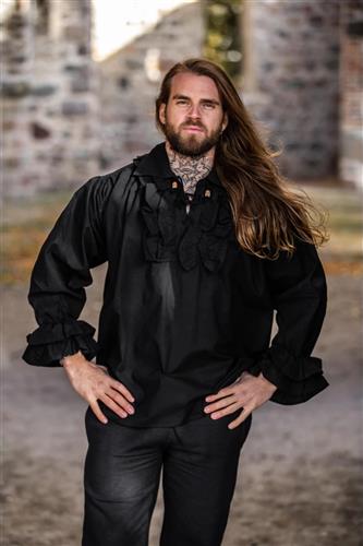 Skjorte Med Flæser Dracula Sort Faraos Webshop