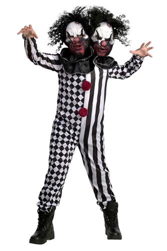 Morphsuit - To-Hovedet Horror Klovn - Størrelser: 7-12 år | Faraos Webshop