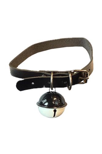 Choker, sort/hvis klokke - Sort PVC | Faraos Webshop